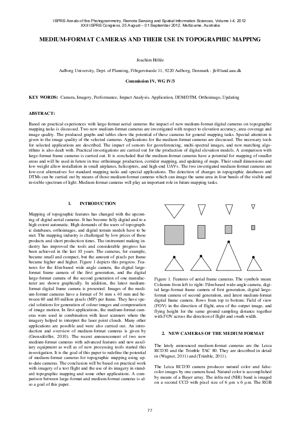 (PDF) Medium-Format Cameras and Their Use in Topographic Mapping