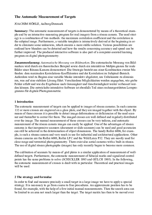 (PDF) The Automatic Measurement of Targets
