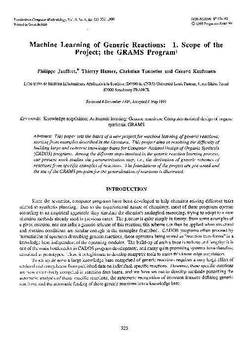 (PDF) Machine learning of generic reactions: 1. Scope of the project ...
