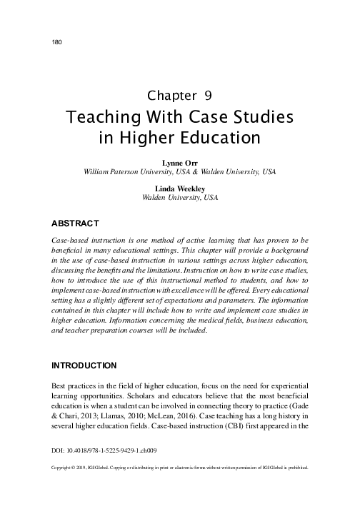 (PDF) Teaching With Case Studies in Higher Education
