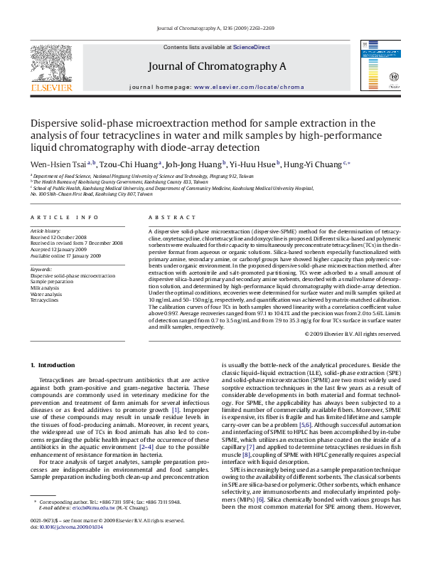 Pdf Dispersive Solid Phase Microextraction Method For Sample