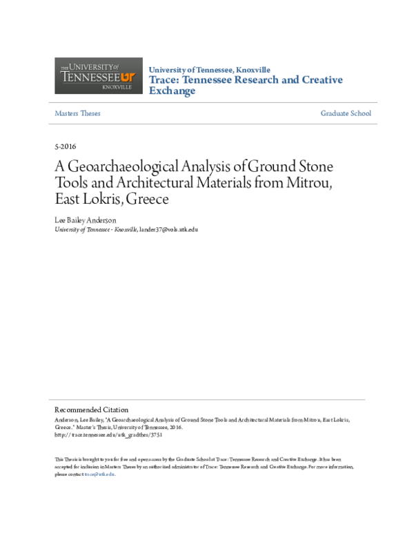 (PDF) A Geoarchaeological Analysis of Ground Stone Tools and ...