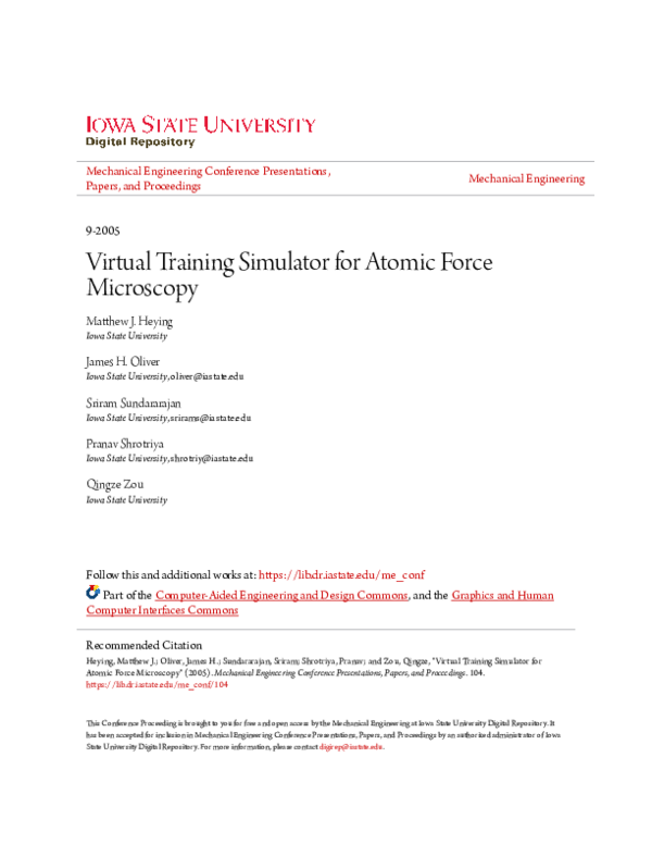 (PDF) Virtual Training Simulator for Atomic Force Microscopy