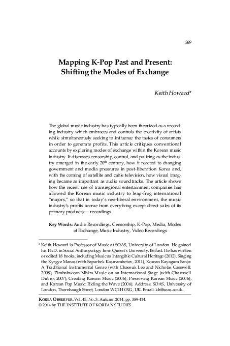 (PDF) Mapping K-Pop Past and Present: Shifting the Modes of Exchange