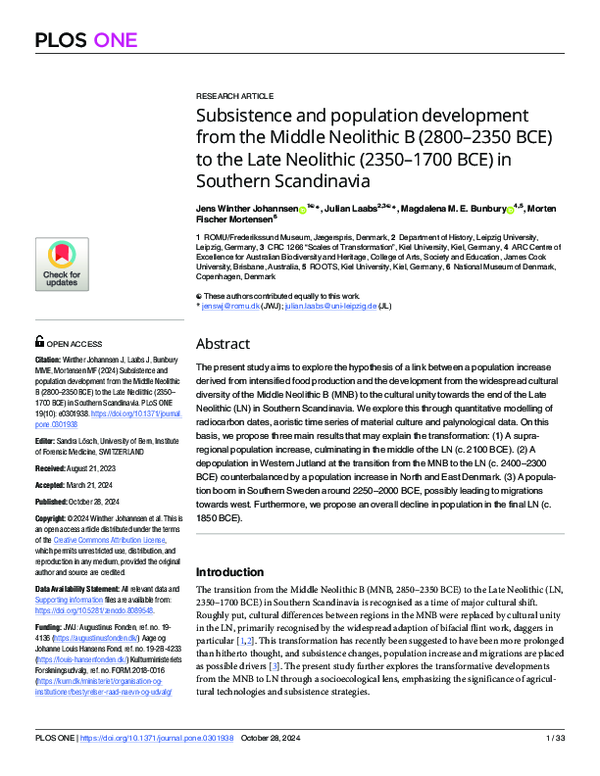 (PDF) Johannsen et al. 2024, Subsistence and population development ...
