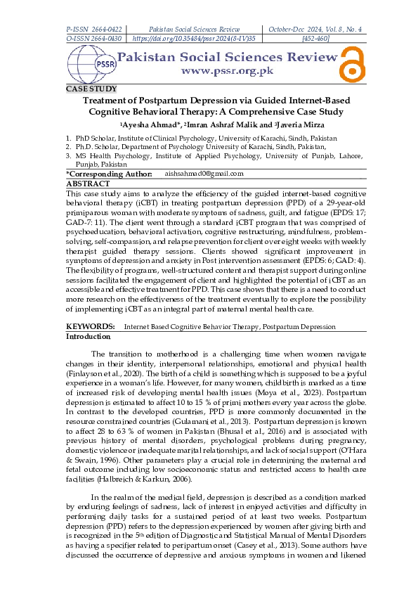 (PDF) Treatment of Postpartum Depression via Guided Internet-Based ...