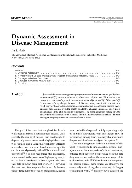 (PDF) Dynamic Assessment in Disease Management
