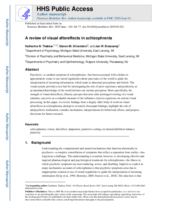 (PDF) A review of visual aftereffects in schizophrenia