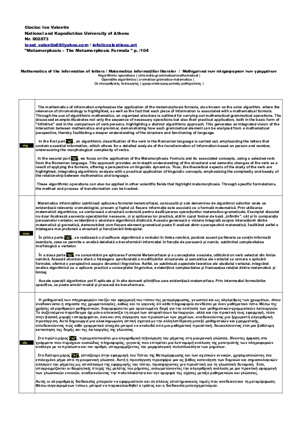 (PDF) Mathematics of the information of letters