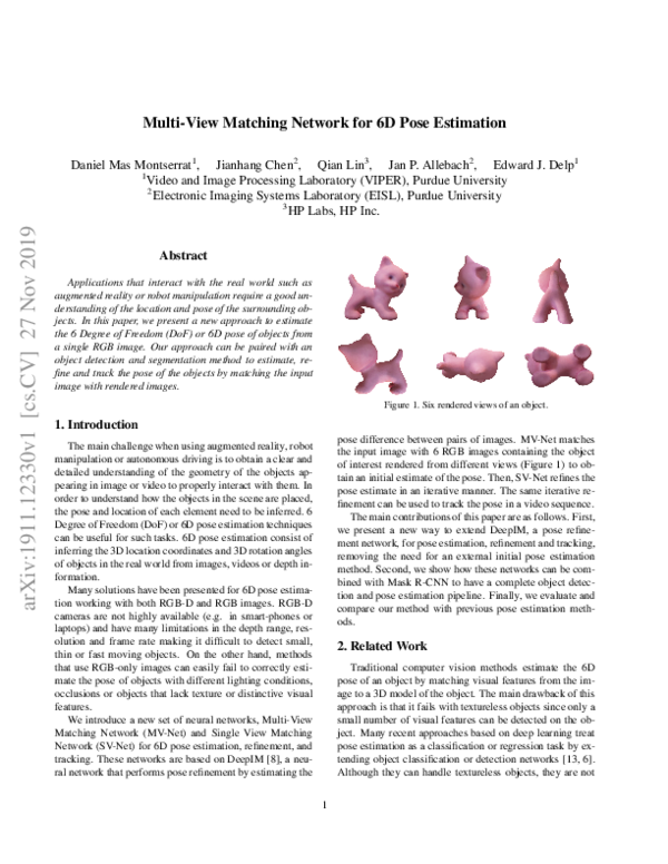 (PDF) Multi-View Matching Network for 6D Pose Estimation | Jan Allebach - Academia.edu