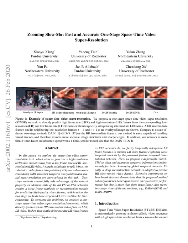 (PDF) Zooming Slow-Mo: Fast and Accurate One-Stage Space-Time Video ...