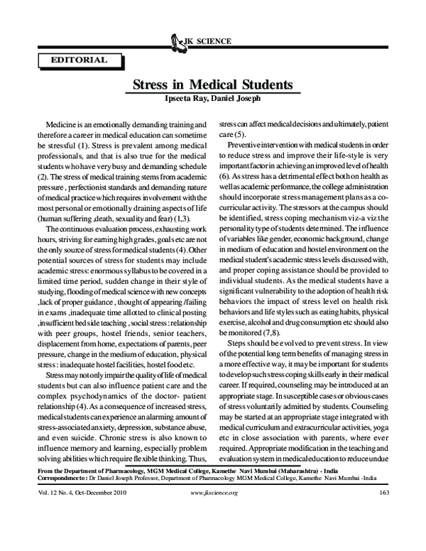 (PDF) Stress in Medical Students