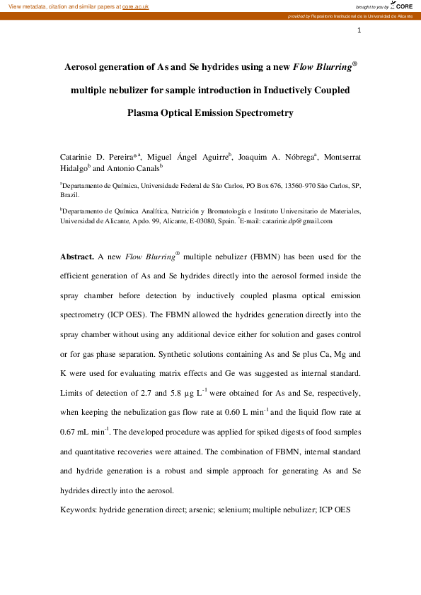 (PDF) Aerosol generation of As and Se hydrides using a new Flow ...