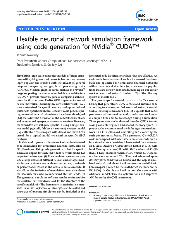Pdf Flexible Neuronal Network Simulation Framework Using Code
