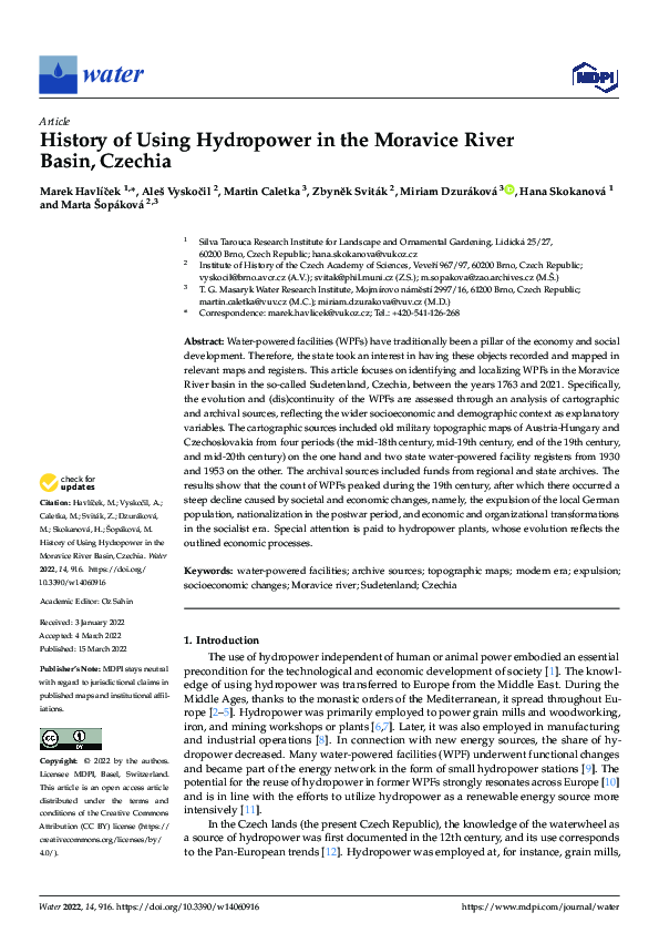(PDF) History of Using Hydropower in the Moravice River Basin, Czechia