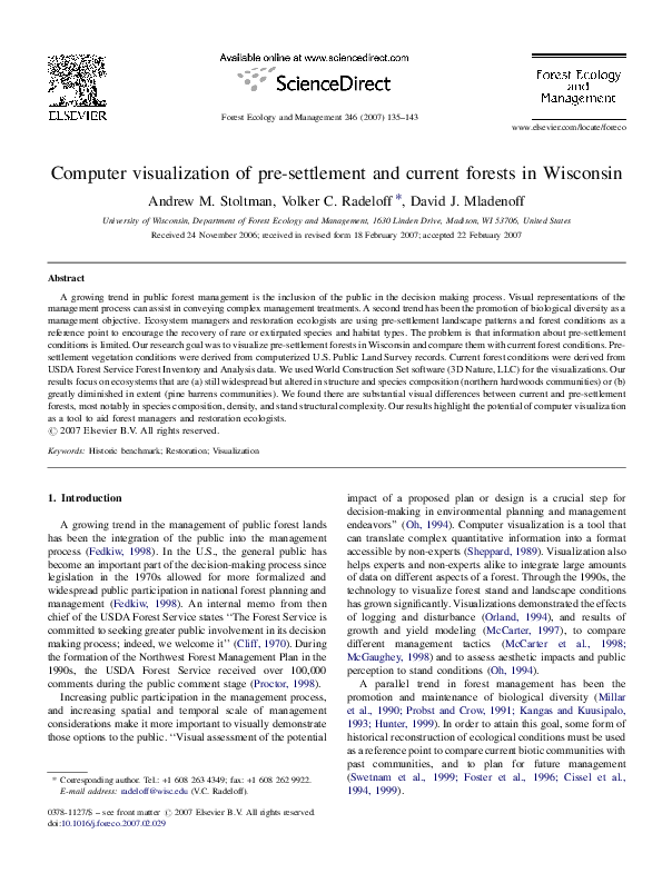 (PDF) Computer visualization of pre-settlement and current forests in ...