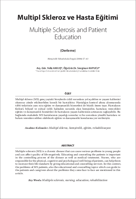 (PDF) Multipl Skleroz ve Hasta Eğitimi