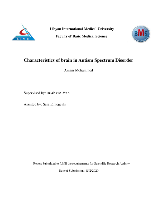 (PDF) Characteristics of brain in Autism Spectrum Disorder