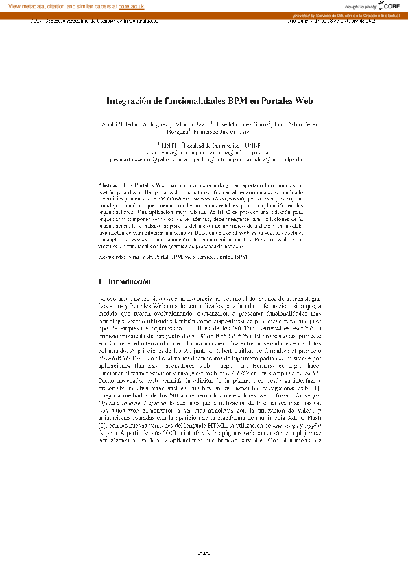 (PDF) Integración de funcionalidades BPM en Portales Web