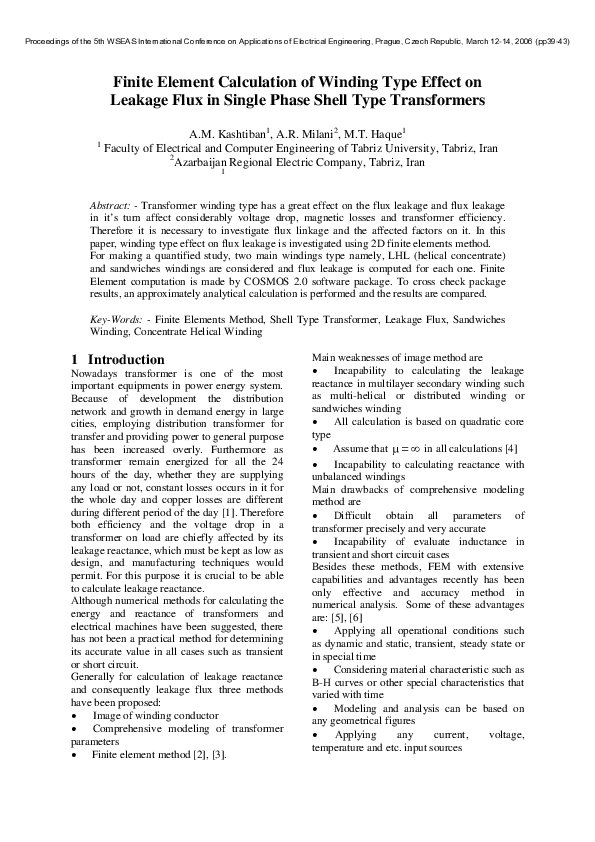 (PDF) Investigation of winding type effect on leakage flux of single ...