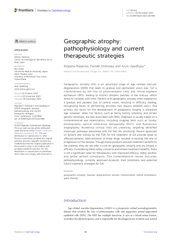 (PDF) Geographic atrophy: pathophysiology and current therapeutic ...