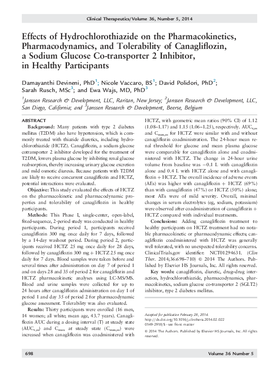 (PDF) Effects of Hydrochlorothiazide on the Pharmacokinetics ...
