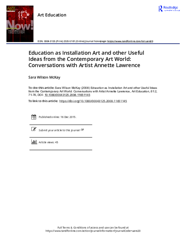 (PDF) Education as Installation Art and other Useful Ideas from the ...