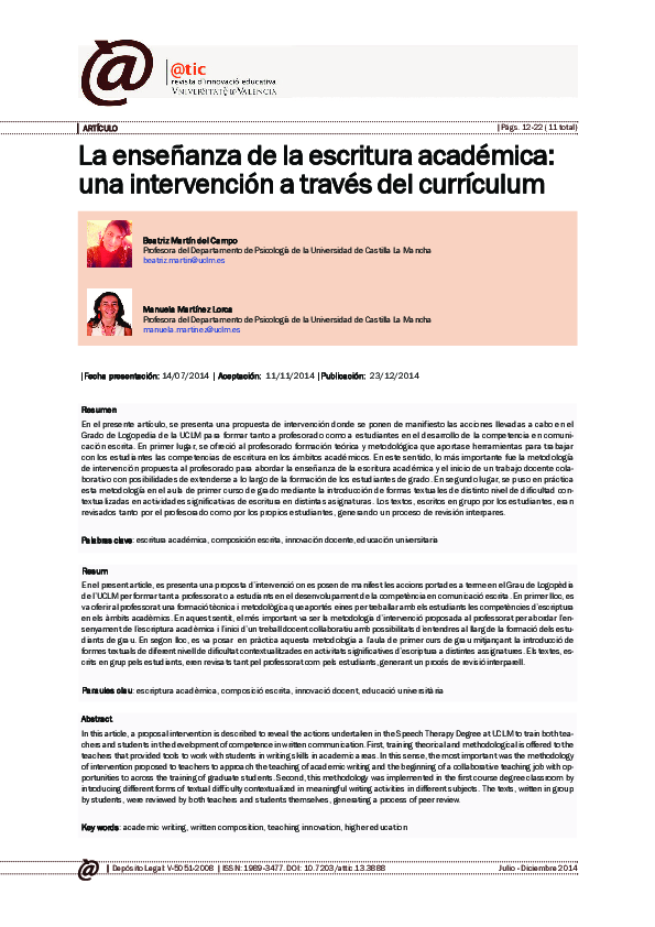 (PDF) Teaching academic writing: An intervention across the curriculum