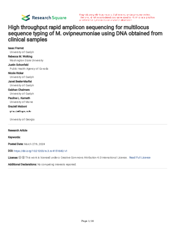 (PDF) High throughput rapid amplicon sequencing for multilocus sequence ...