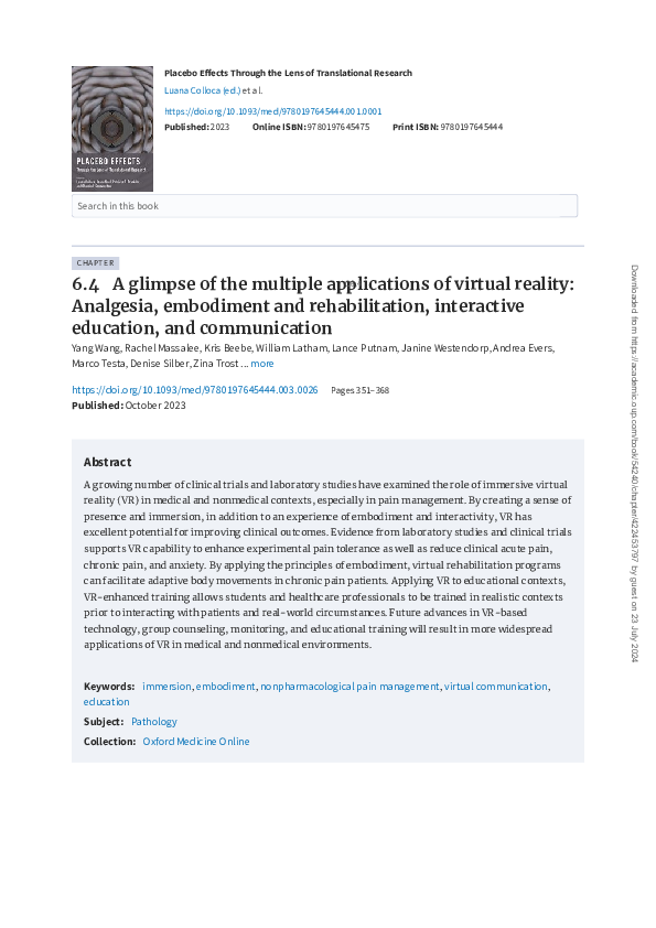(PDF) A glimpse of the multiple applications of virtual reality