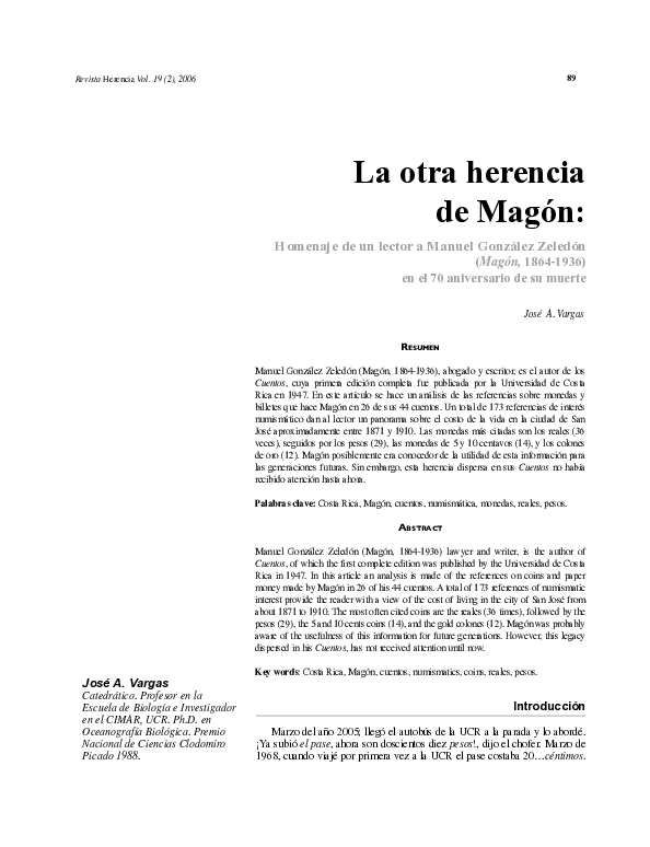 (PDF) La otra herencia de Magón. Homenaje de un lector a Manuel González Zeledón (Magón, 1864 ...