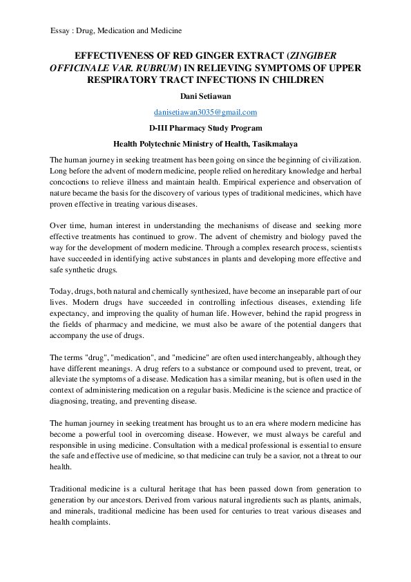 (PDF) EFFECTIVENESS OF RED GINGER EXTRACT (ZINGIBER OFFICINALE VAR ...