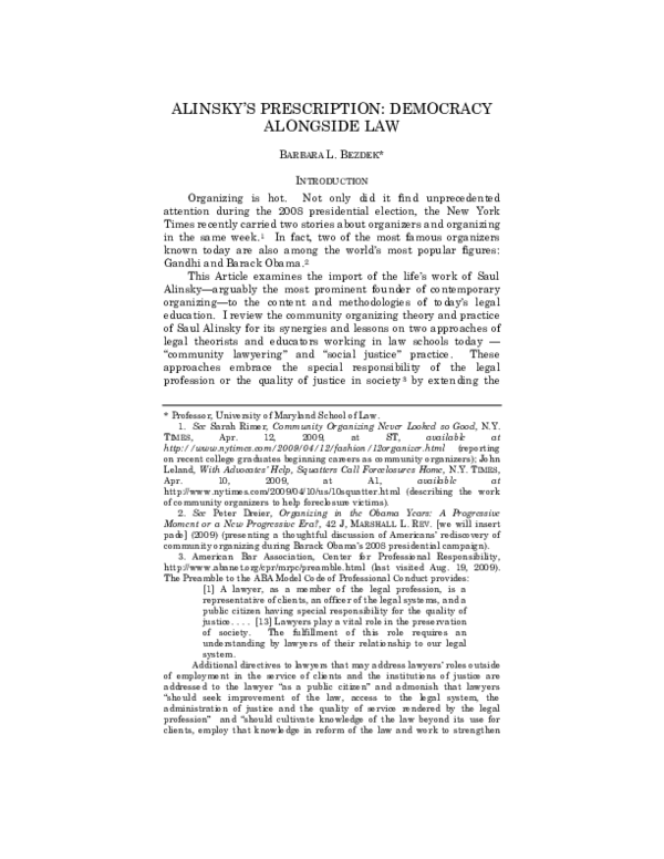 (PDF) Alinsky's Prescription: Democracy Alongside Law
