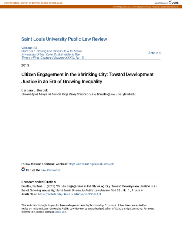 (PDF) Citizen Engagement in the Shrinking City: Toward Development ...