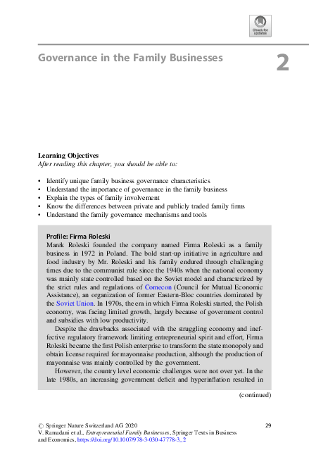 (PDF) Governance in the Family Businesses