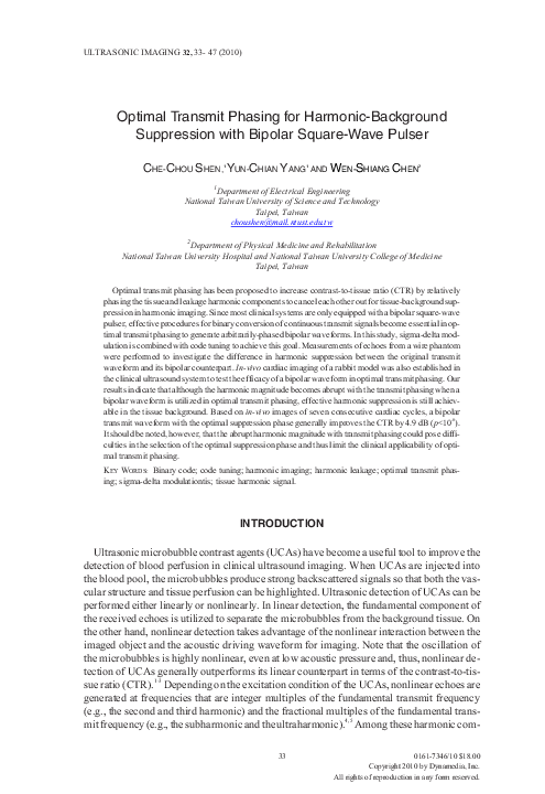 (PDF) Optimal Transmit Phasing for Harmonic-Background Suppression with ...