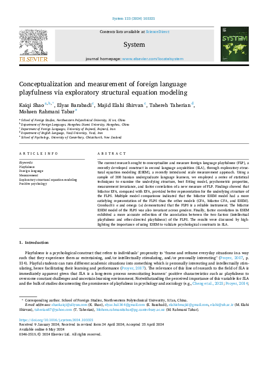 (PDF) Conceptualization and measurement of foreign language playfulness ...