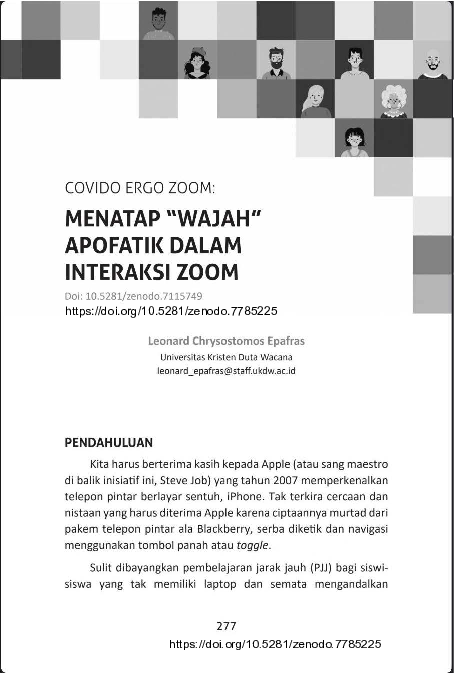 (PDF) Covido Ergo Zoom: Menatap "Wajah" Apofatik dalam Interaksi Zoom