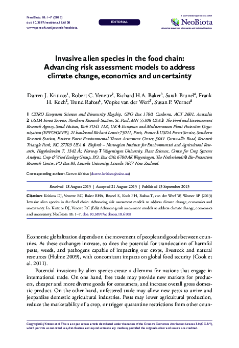 (PDF) Invasive alien species in the food chain: Advancing risk ...