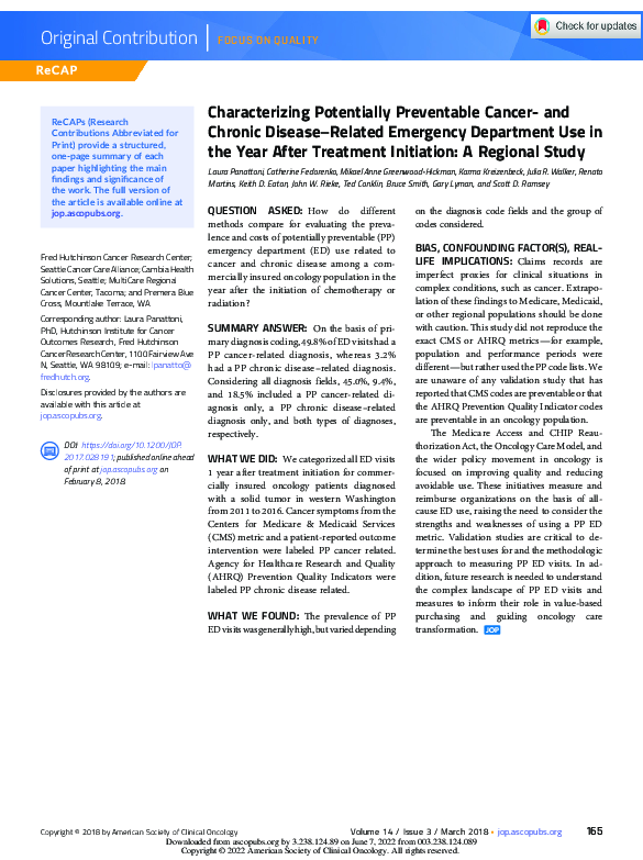 (PDF) Characterizing Potentially Preventable Cancer- and Chronic ...