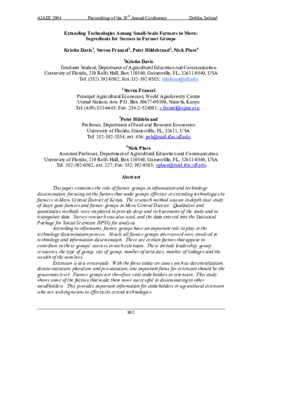 (PDF) Extending technologies among small-scale farmers in Meru, Kenya ...