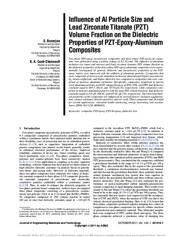 (PDF) Influence of Al Particle Size and Lead Zirconate Titanate (PZT) Volume Fraction on the ...