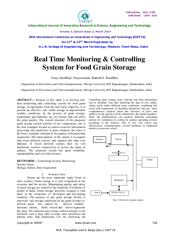 (PDF) Real Time Monitoring & ControllingSystem for Food Grain Storage