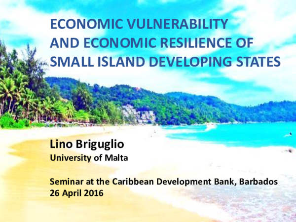 (PDF) Economic vulnerability and economic resilience of small island ...