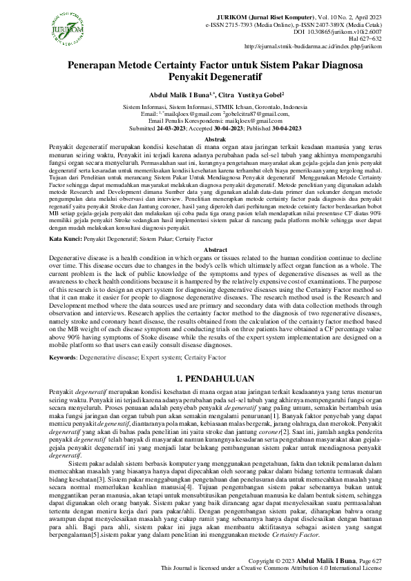 (PDF) Penerapan Metode Certainty Factor untuk Sistem Pakar Diagnosa ...
