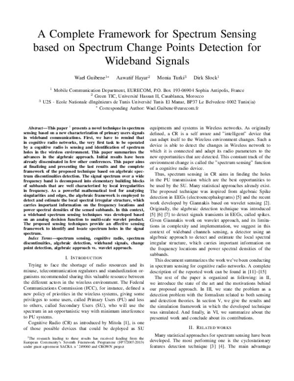 (PDF) A Complete Framework for Spectrum Sensing Based on Spectrum ...