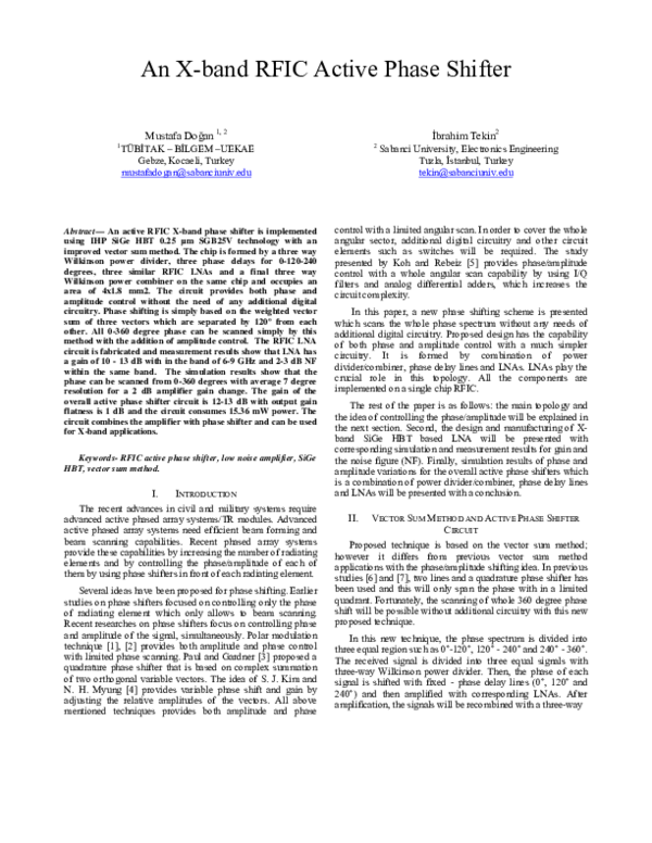(PDF) An x-band RFIC active phase shifter