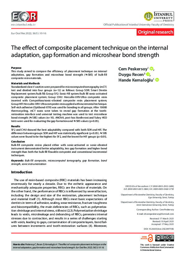 (PDF) The effect of composite placement technique on the internal ...