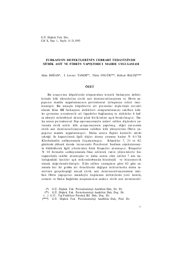 (PDF) Furkasyon Defektlerinin Cerrahi Tedavisinde Sitrik Asit ve Fibrin ...