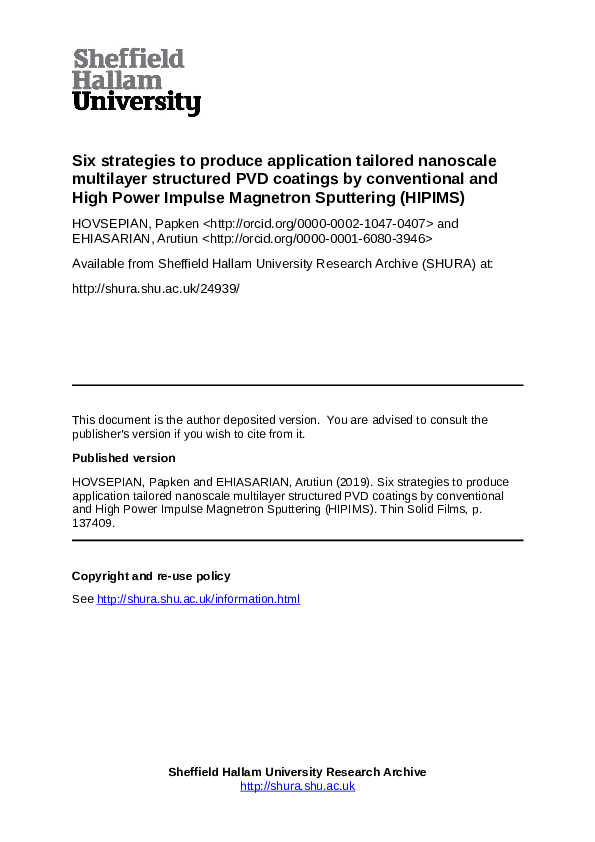 (PDF) Six strategies to produce application tailored nanoscale ...